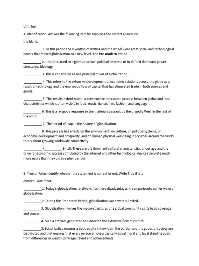 Unit Test | PDF | Globalization | Trade