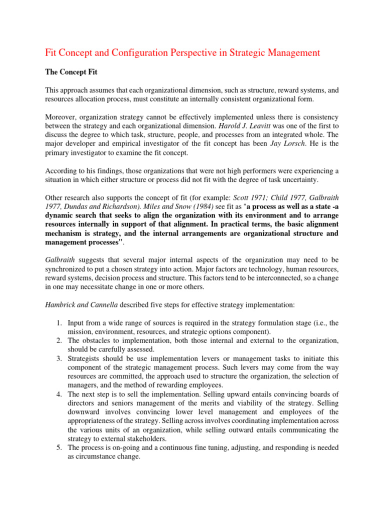 Strategic Fit and the McKinsey 7-S Model | PDF | Strategic Management ...