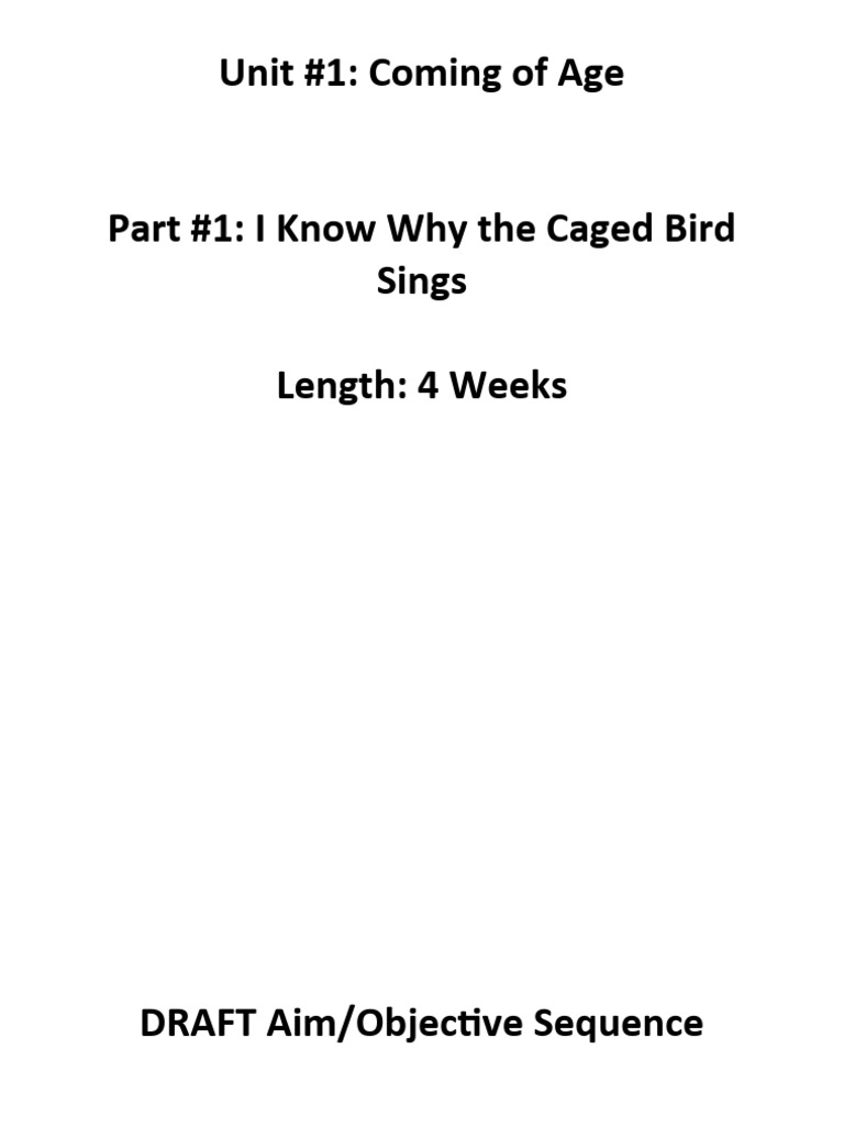 Unit #1: Coming of Age Part #1: I Know Why The Caged Bird Sings Length ...