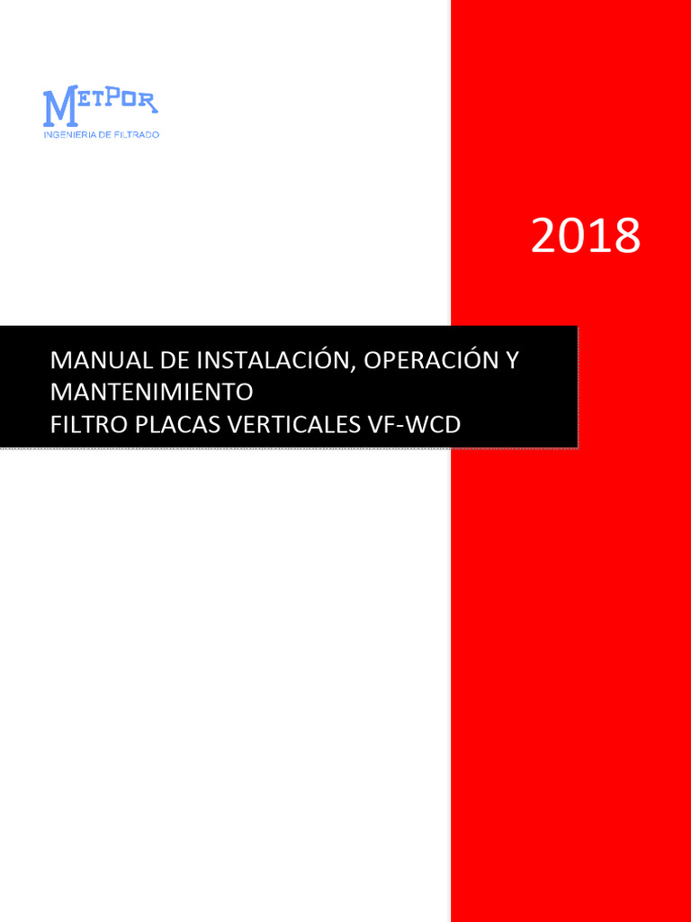 Manual Instalación, Operación y Mantenimiento Filtros METPOR | PDF