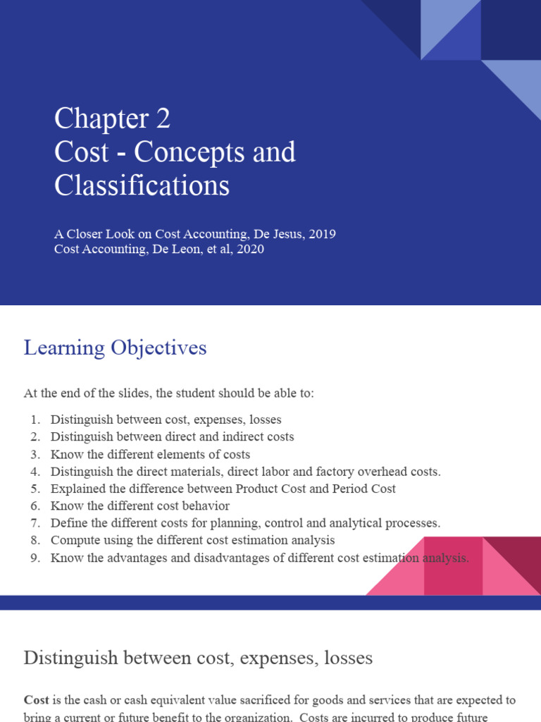 Chapter 2 Cost Concepts And Classification Download Free Pdf Cost