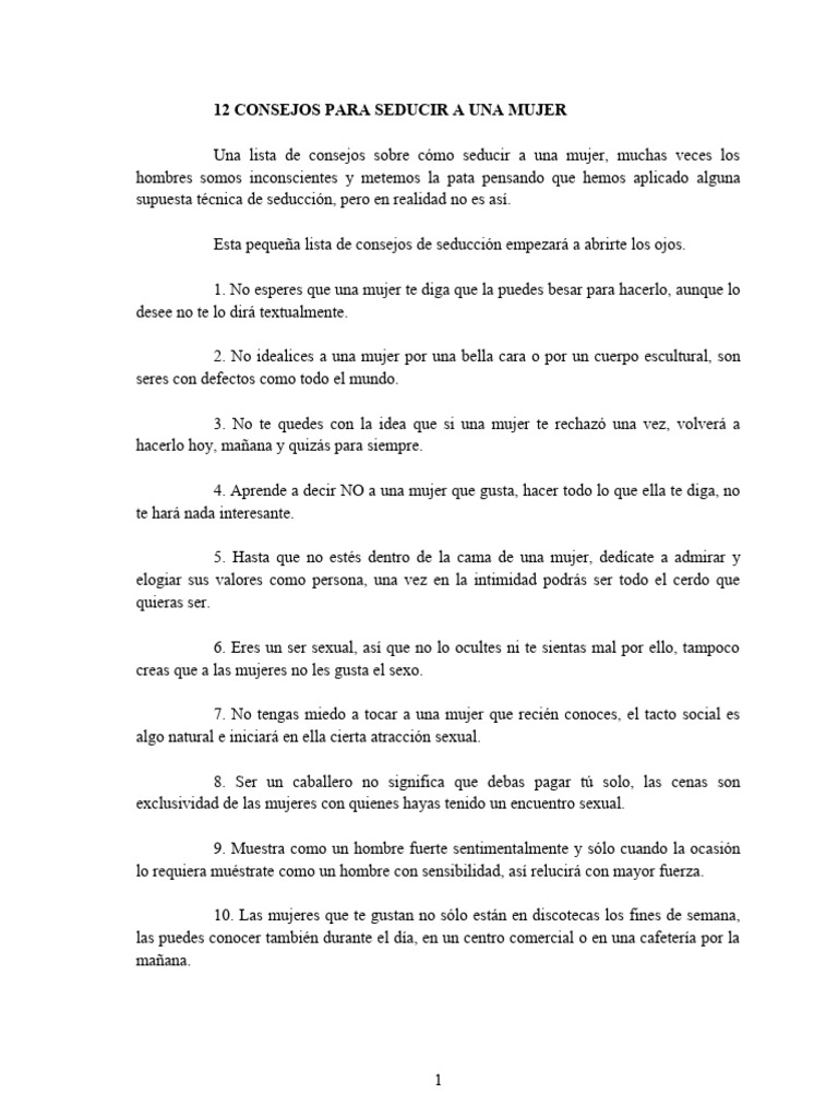 12 Consejos para Seducir A Una Mujer | PDF