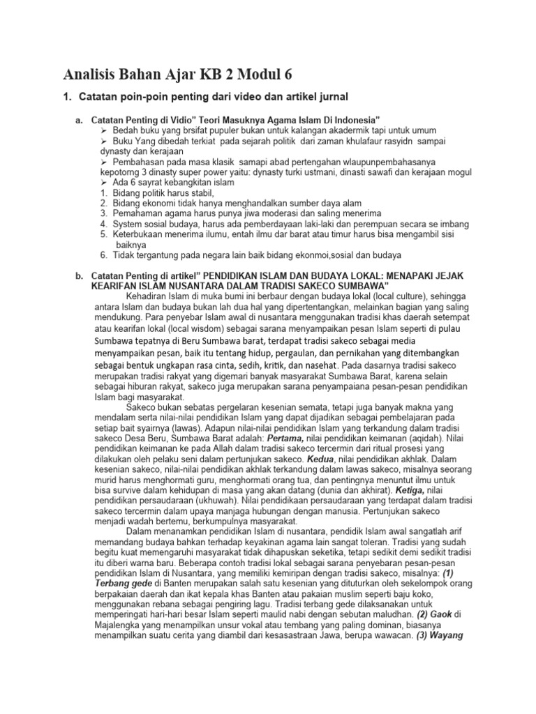 Analisa Bahan Ajar 2 Modul 6 | PDF