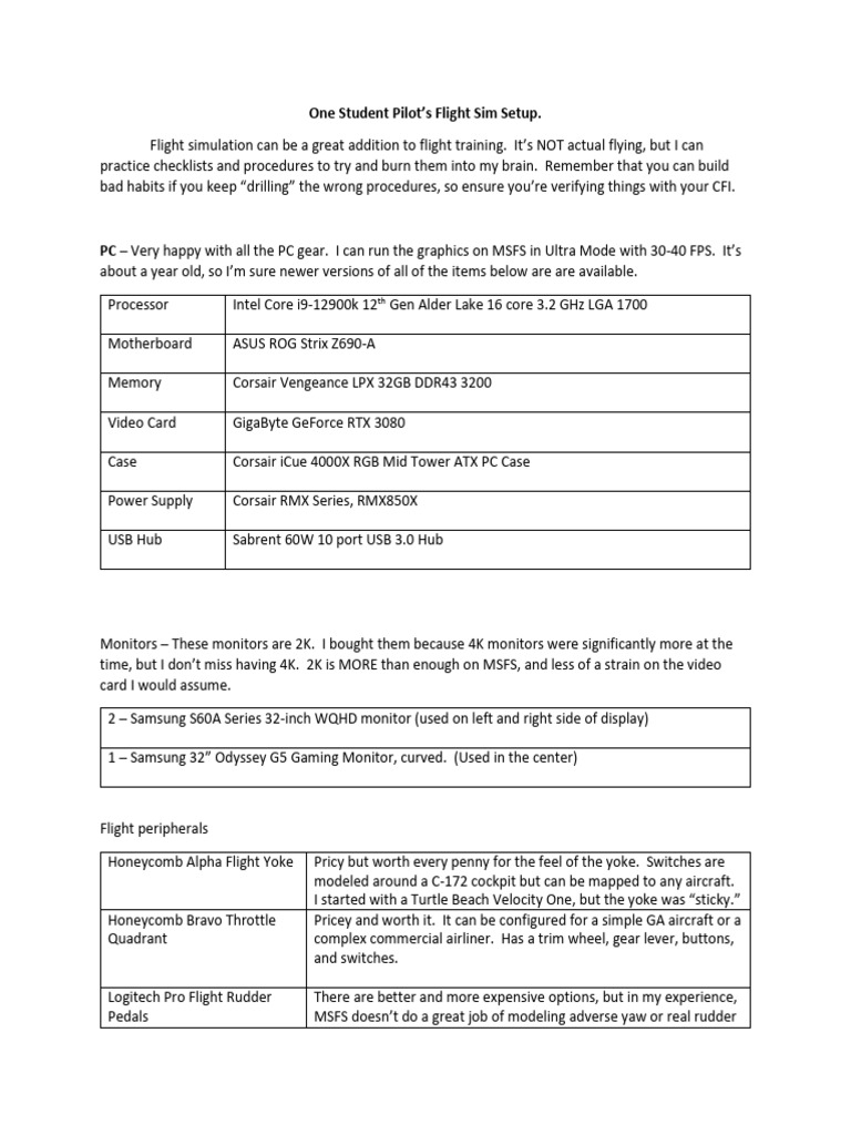 Flight Sim Setup | PDF