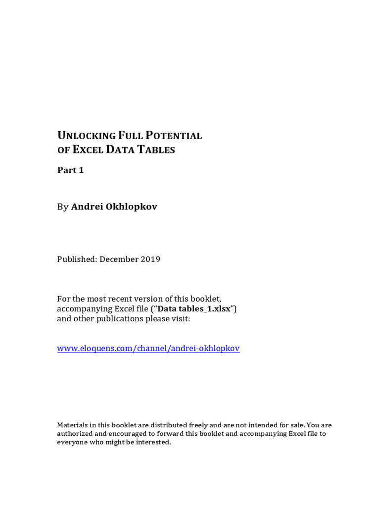 Data Tables - 1 | PDF | Microsoft Excel | Investing