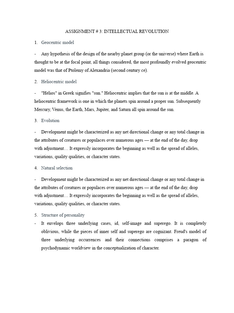 Assignment # 3 Intellectual Revolution | PDF | Planets | Heliocentrism