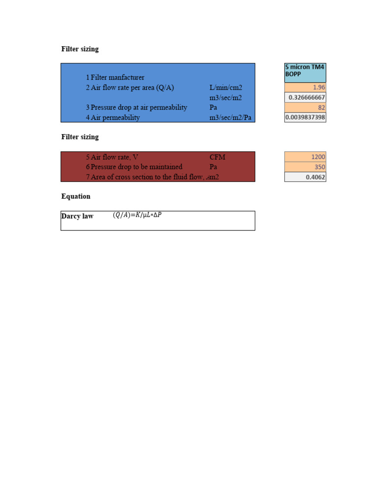 Darcy Law For Filter Sizing Pdf