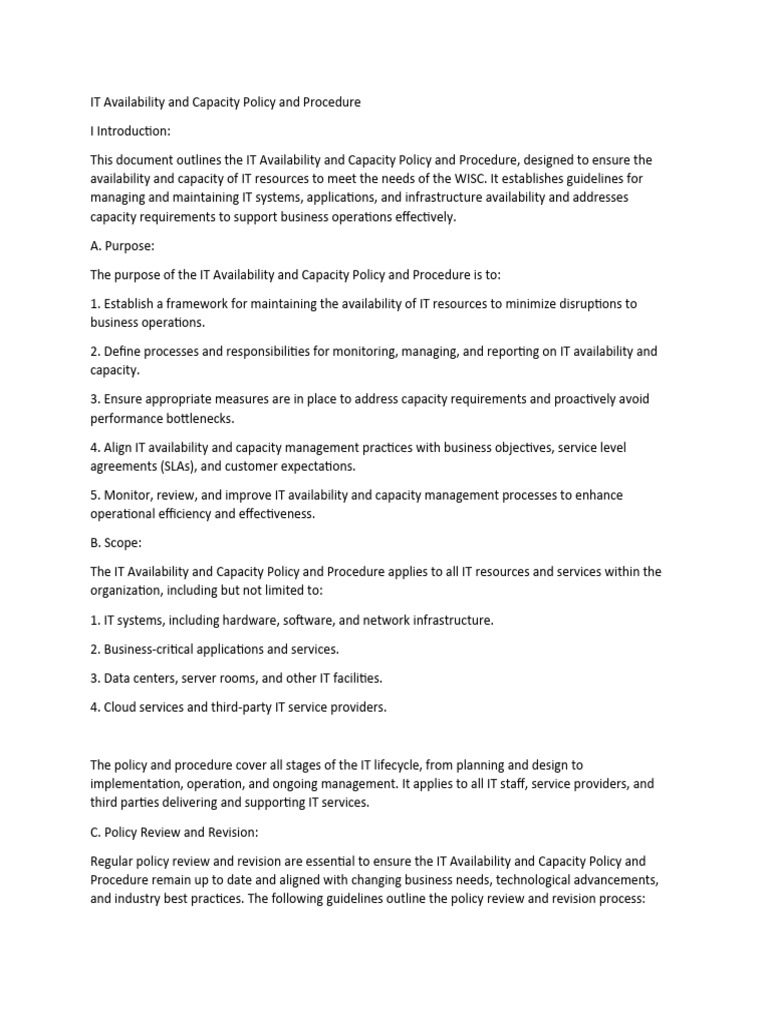 IT Availability and Capacity Management Policy | PDF | Information Security | Cloud Computing