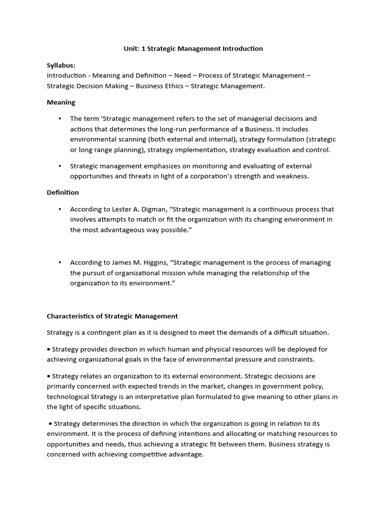 Strategic Management Chapter 1 | PDF | Strategic Management | Swot Analysis
