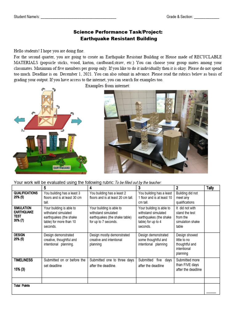 Earthquake Resistant Building Project | PDF