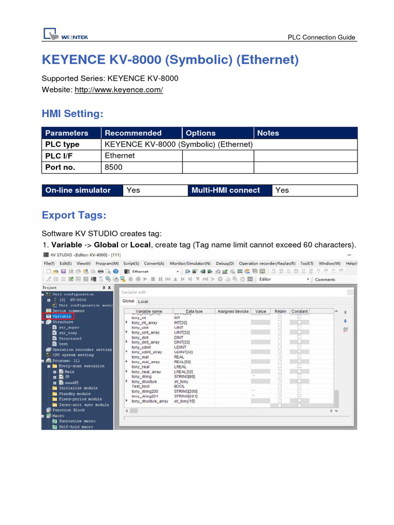 KEYENCE KV 8000 Symbolic Ethernet | PDF