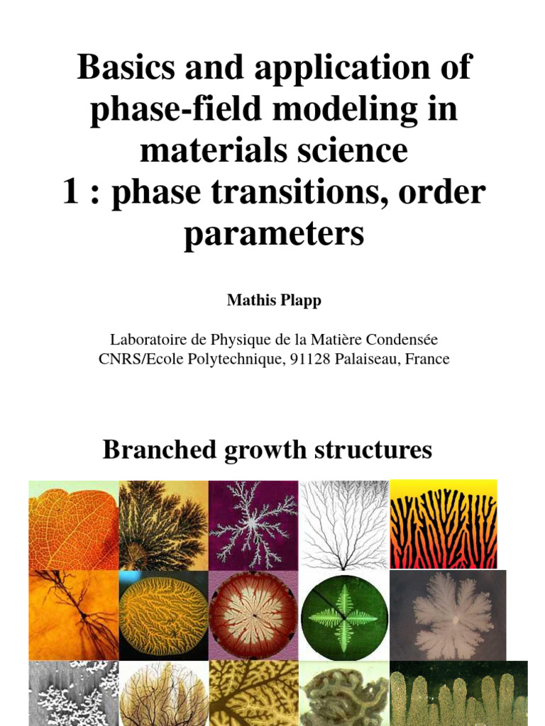 Slides For A Course On Phase-Field Models Given in 2016, Session 1 ...