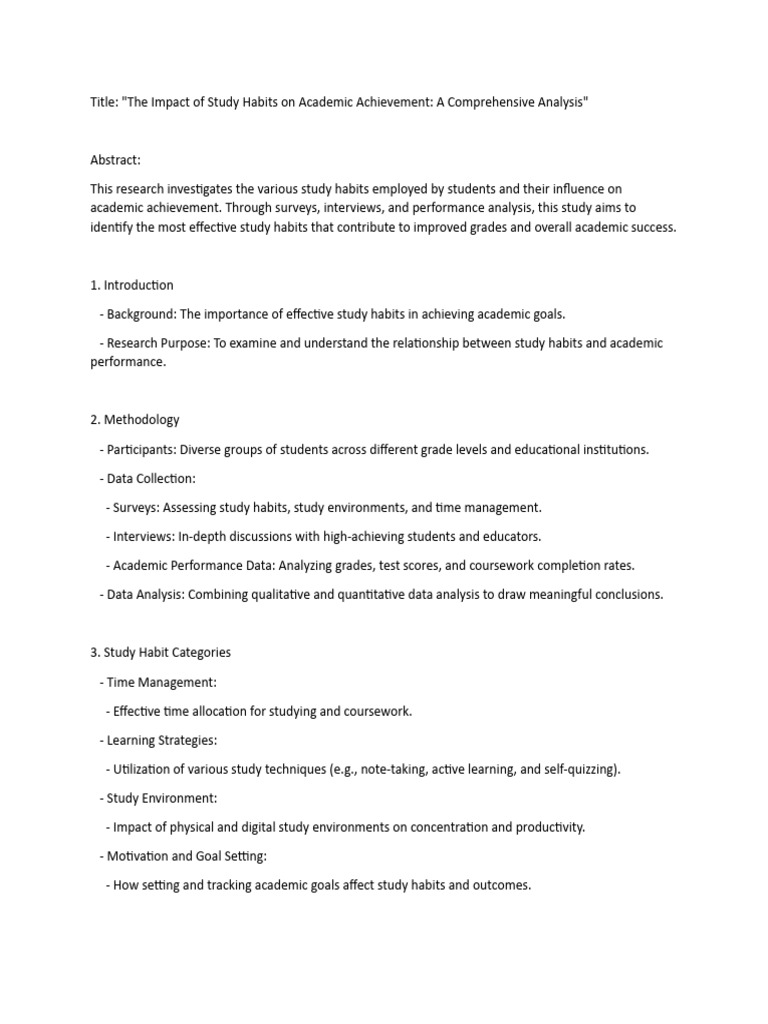 Impact of Study Habits on Academic Success | PDF