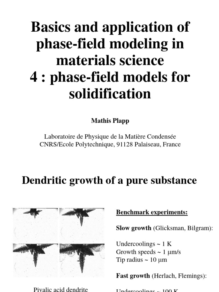 Slides For A Course On Phase-Field Models Given in 2016, Session 4 | PDF