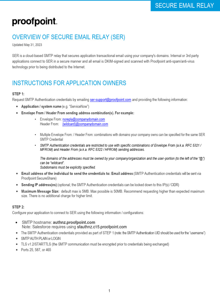 Proofpoint SER App Onboarding Guide v1.4 | PDF | Transport Layer ...