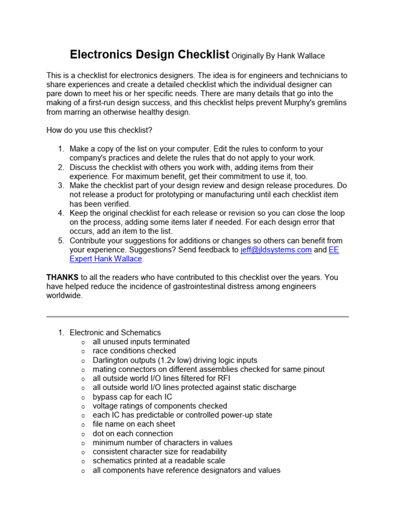 Electronics Design Checklist | Download Free PDF | Printed Circuit ...