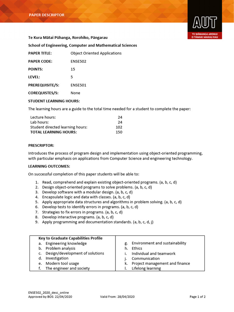 Ense502 Object Oriented Applications 2020 Pdf Art