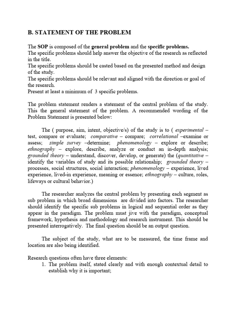 Statement of The Problem | PDF | Hypothesis | Null Hypothesis