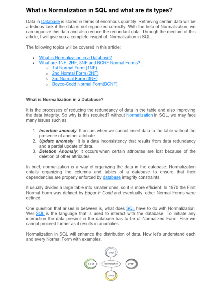 What Is Normalization in SQL and What Are Its Types | PDF | Cybernetics | Data Model