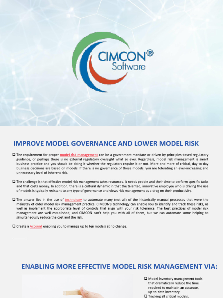 CIMCON Software - Model Risk Management | PDF | Risk Management ...