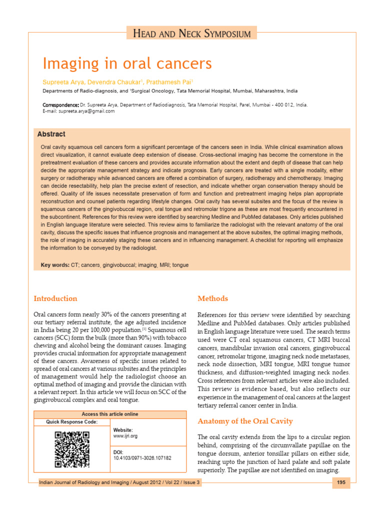 Imaging in Oral Cancers | PDF