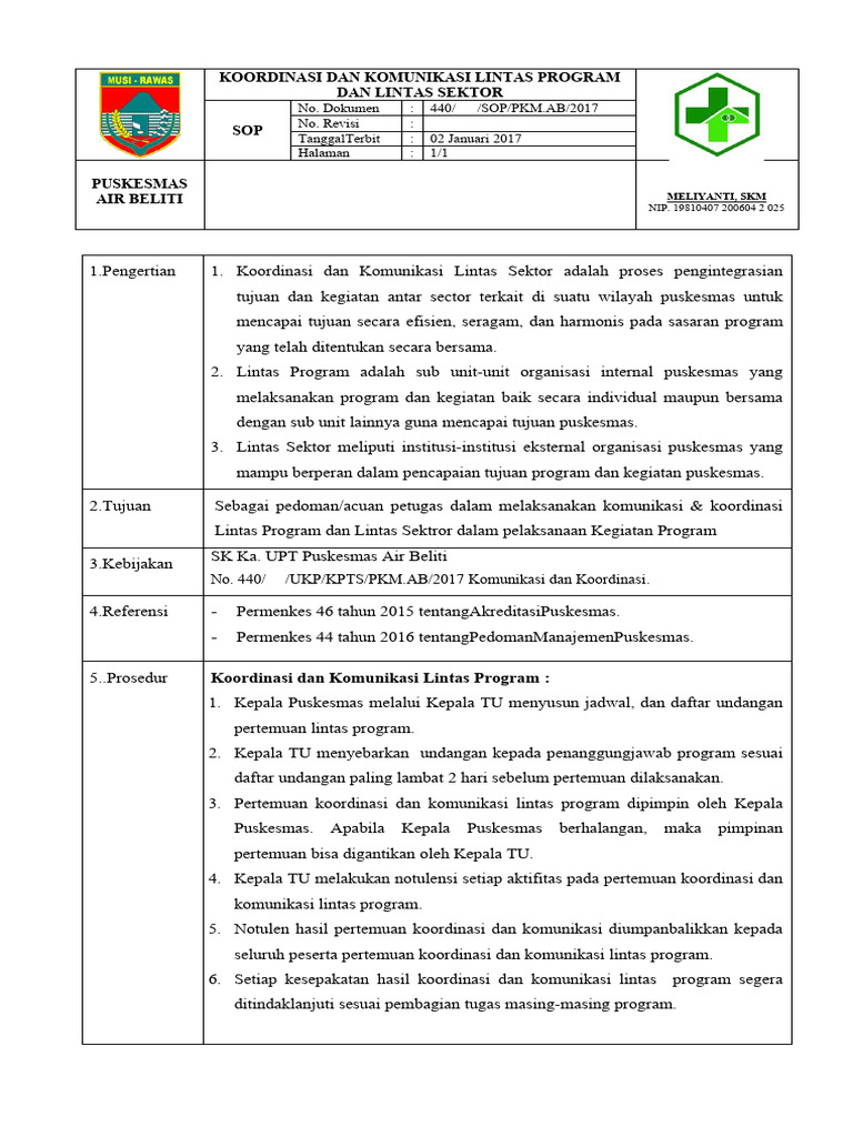 Sop Komunikasi & Koordinasi LP & LS | PDF