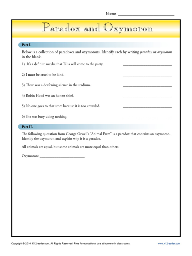 Paradox And Oxymoron Notes Pdf