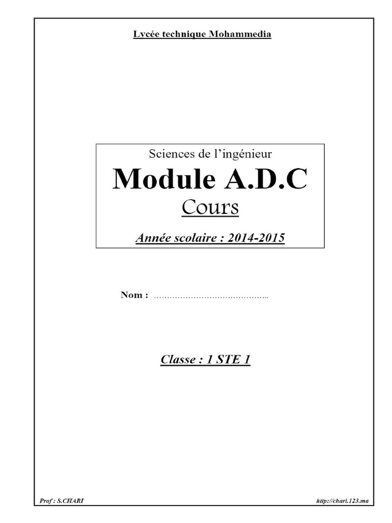 Module A.D.C. Cours. Sciences de L Ingénieur. | PDF