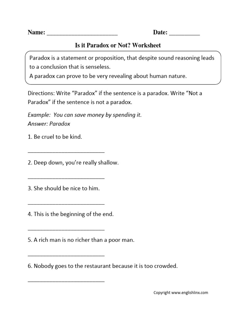 Is-Paradox-or-Not-Worksheet in Class | PDF | Career & Growth | Language ...