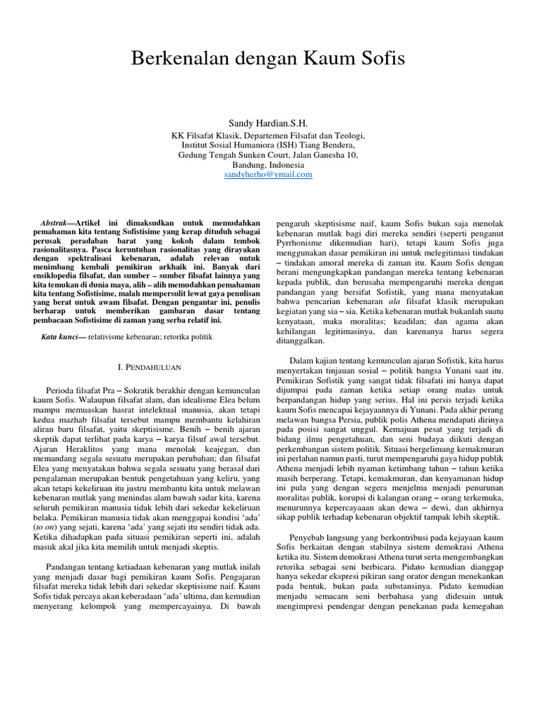 Berkenalan Dengan Kaum Sofis | PDF