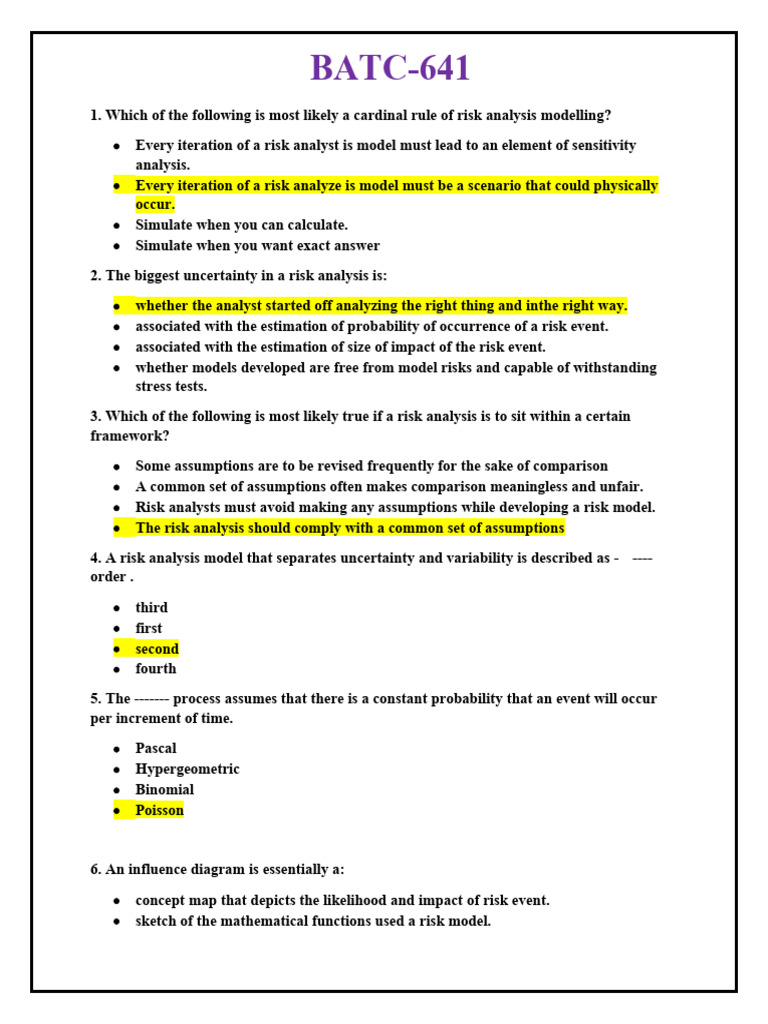 Batc 641 | PDF | Risk | Probability Distribution