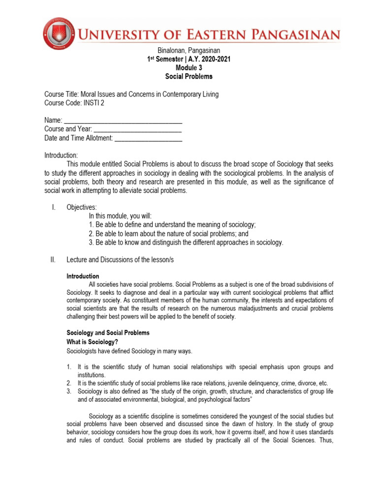 Module 3 Inst 1 | PDF | Sociology | Theory