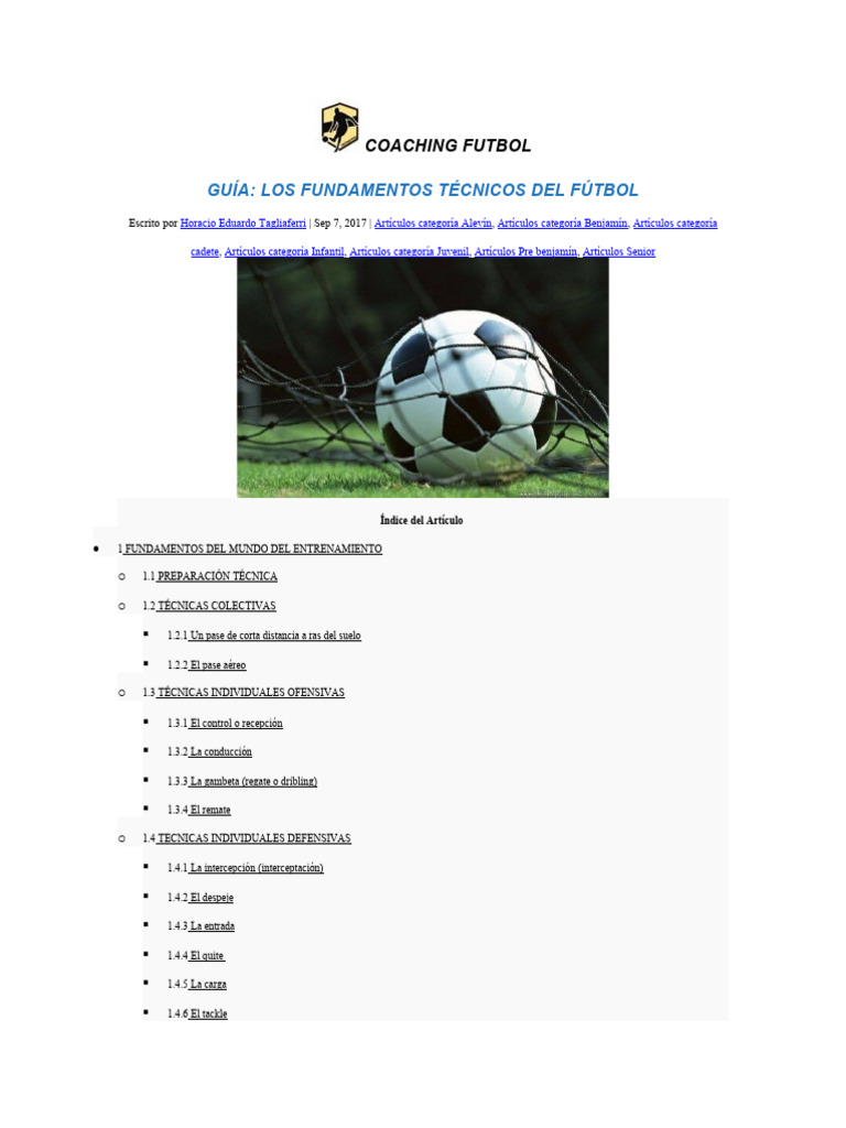 Coaching Futbol Guia Los Fundamentos Tec | PDF