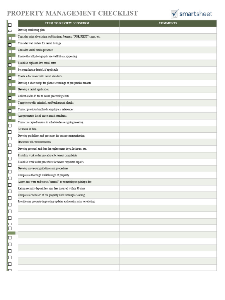 IC Property Management Checklist Template | PDF | Business