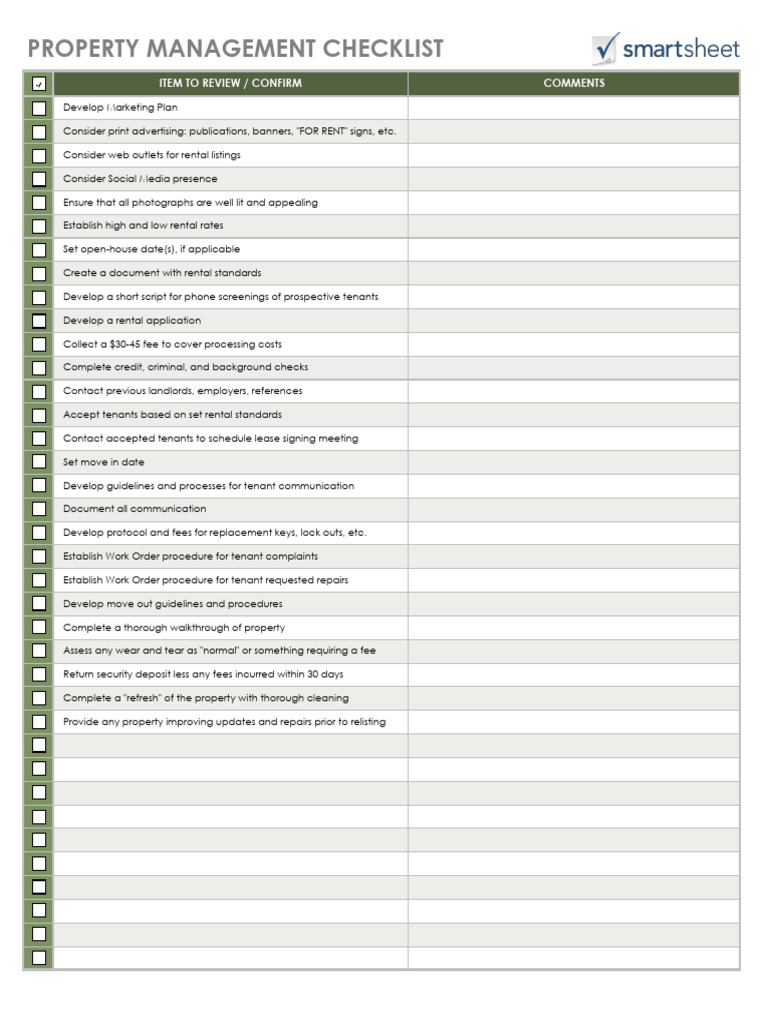 IC Property Management Checklist Template PDF | PDF