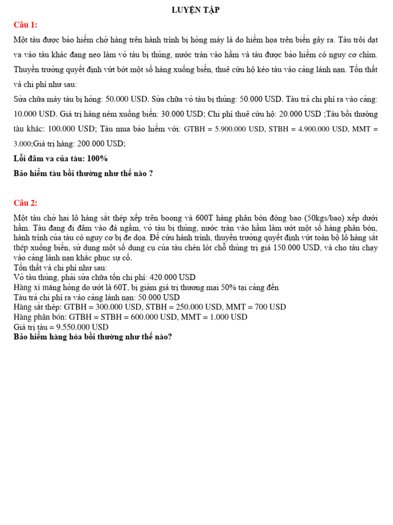 LUYỆN TẬP BHVT | PDF