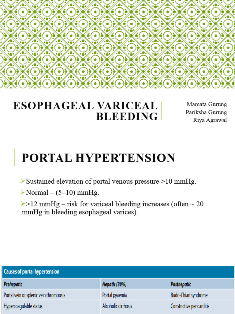 Management of Esophageal Variceal Bleeding | PDF | Esophagus | Blood