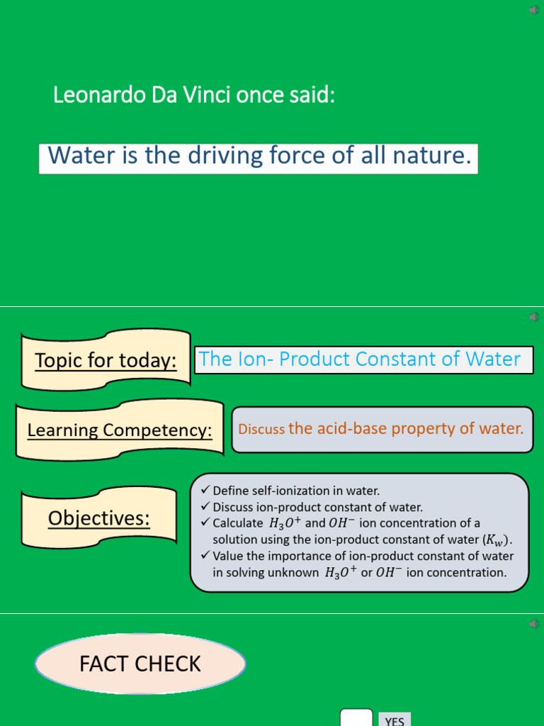 THE ION PRODUCT CONSTANT OF WATER - Students | PDF | Acid | Ph