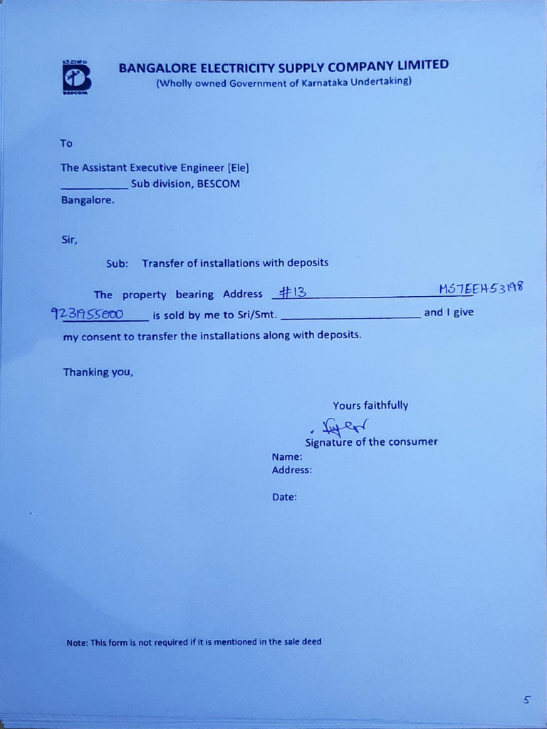 Krp Bescom All Meter Noc Pdf