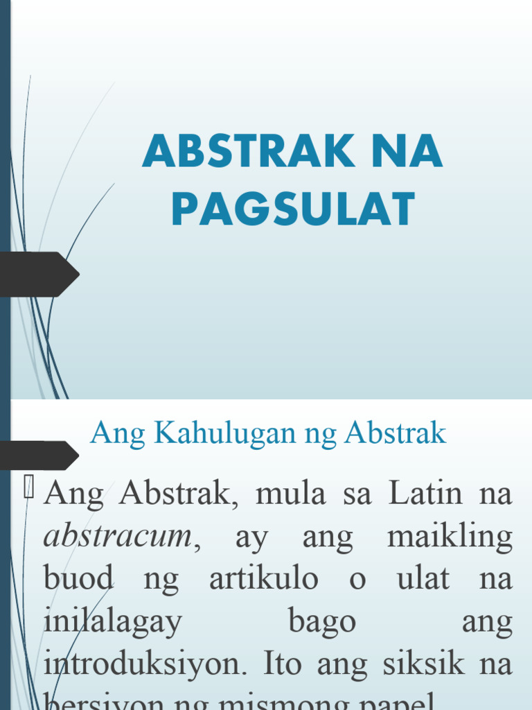 Akademikong Pagsulat Abstrak | PDF