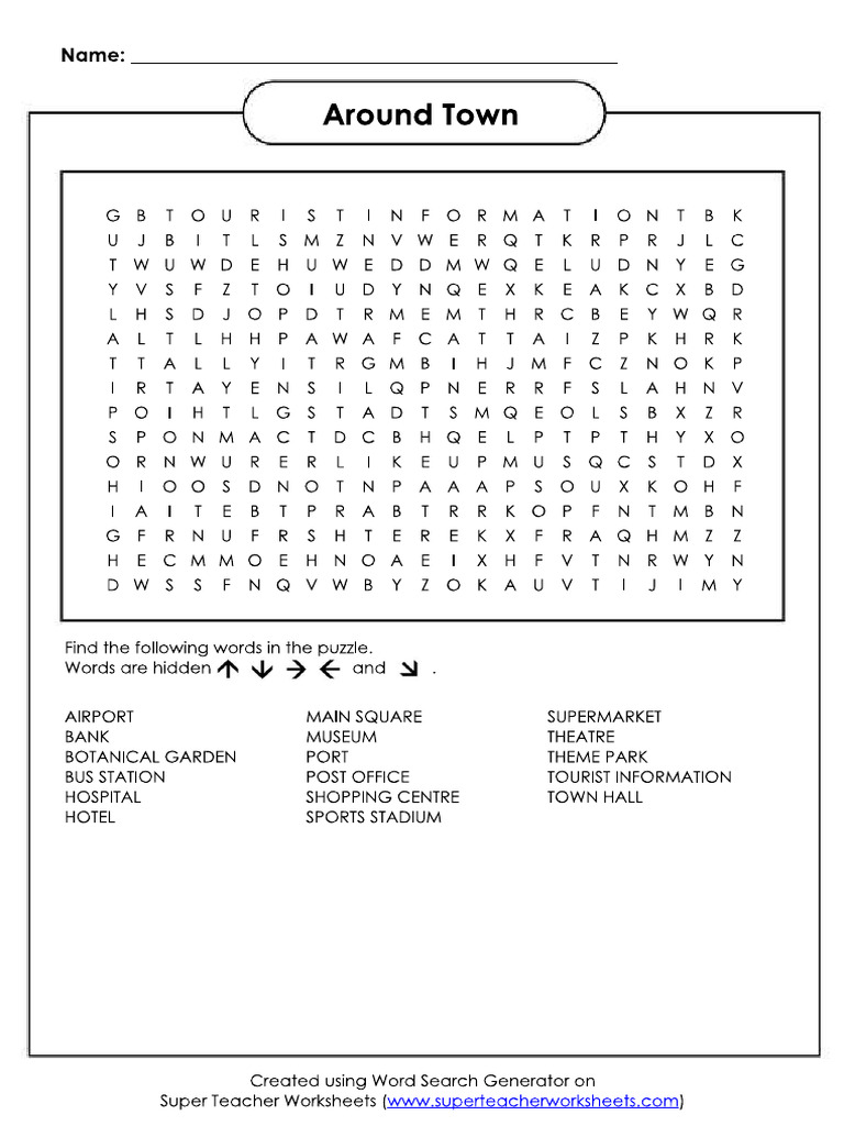 Word Search Around Town | PDF