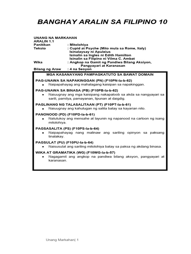 Filipino Lesson Plan | PDF