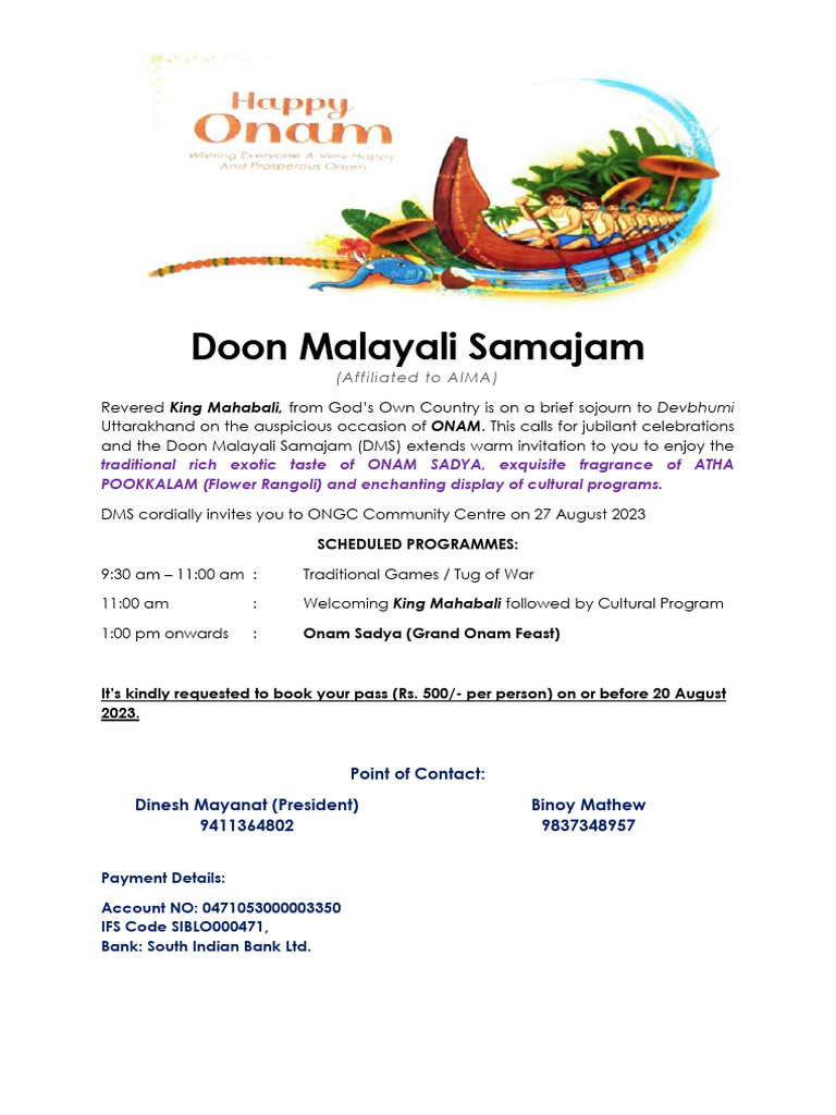 Onam Invitation | PDF