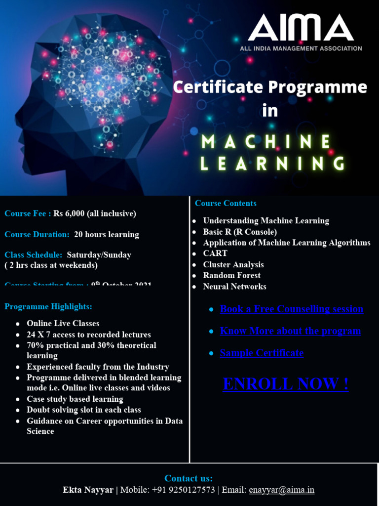 Flyer - Certificate Programme in Machine Learning | PDF