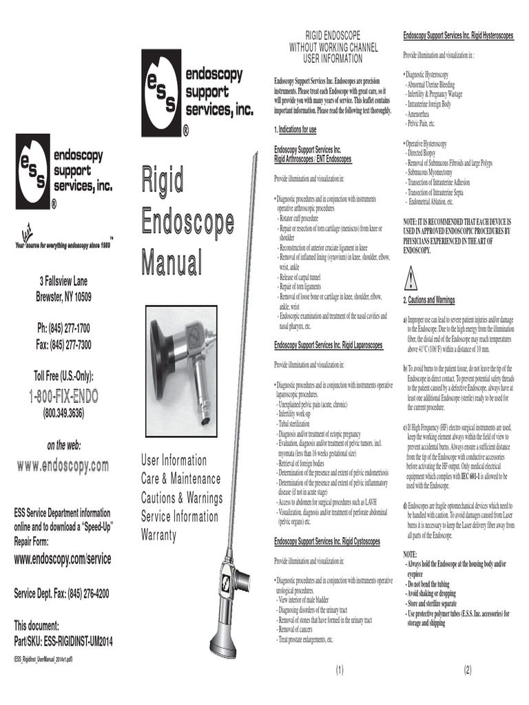 Rigid Endoscope User Manual | PDF | Endoscopy | Medicine