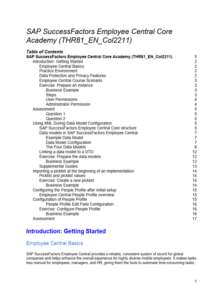 SAP SuccessFactors Employee Central Academy - Notes | PDF | Proxy ...