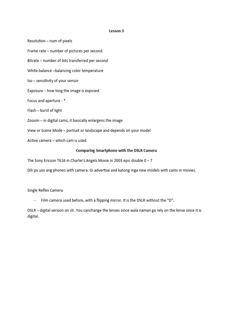 Ict (Basic Video Production) Notes | Download Free PDF | Digital Single ...