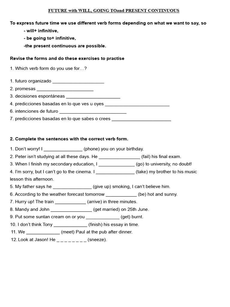 Be Going To Presnt Cont. Will Con Inf | PDF