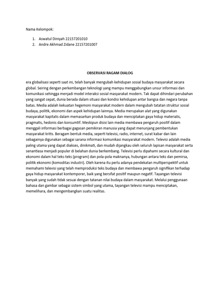 Tugas Imk Ragam Dialog | PDF | Politik | Ilmu Sosial