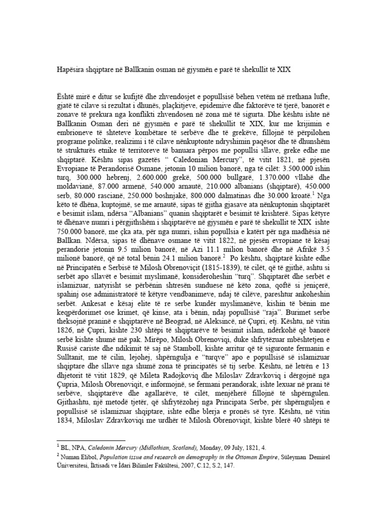 Hapesira Shqiptare Ne Ballkanin Osman Shek - Xix | PDF